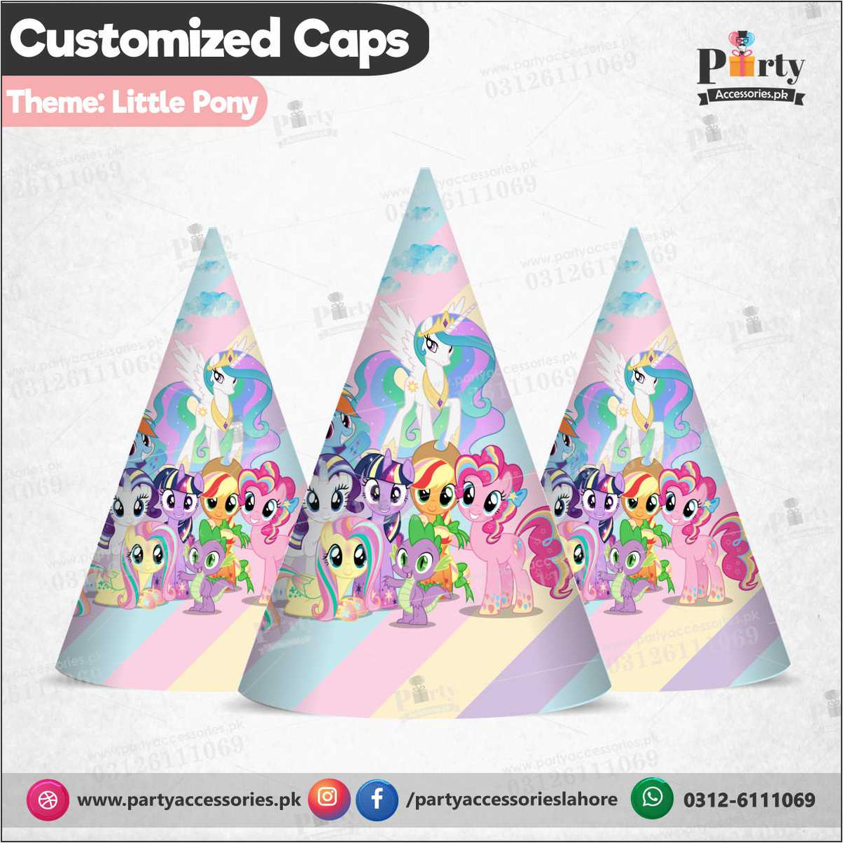 Customized caps in Little Pony theme birthday party – PartyAccessories.pk