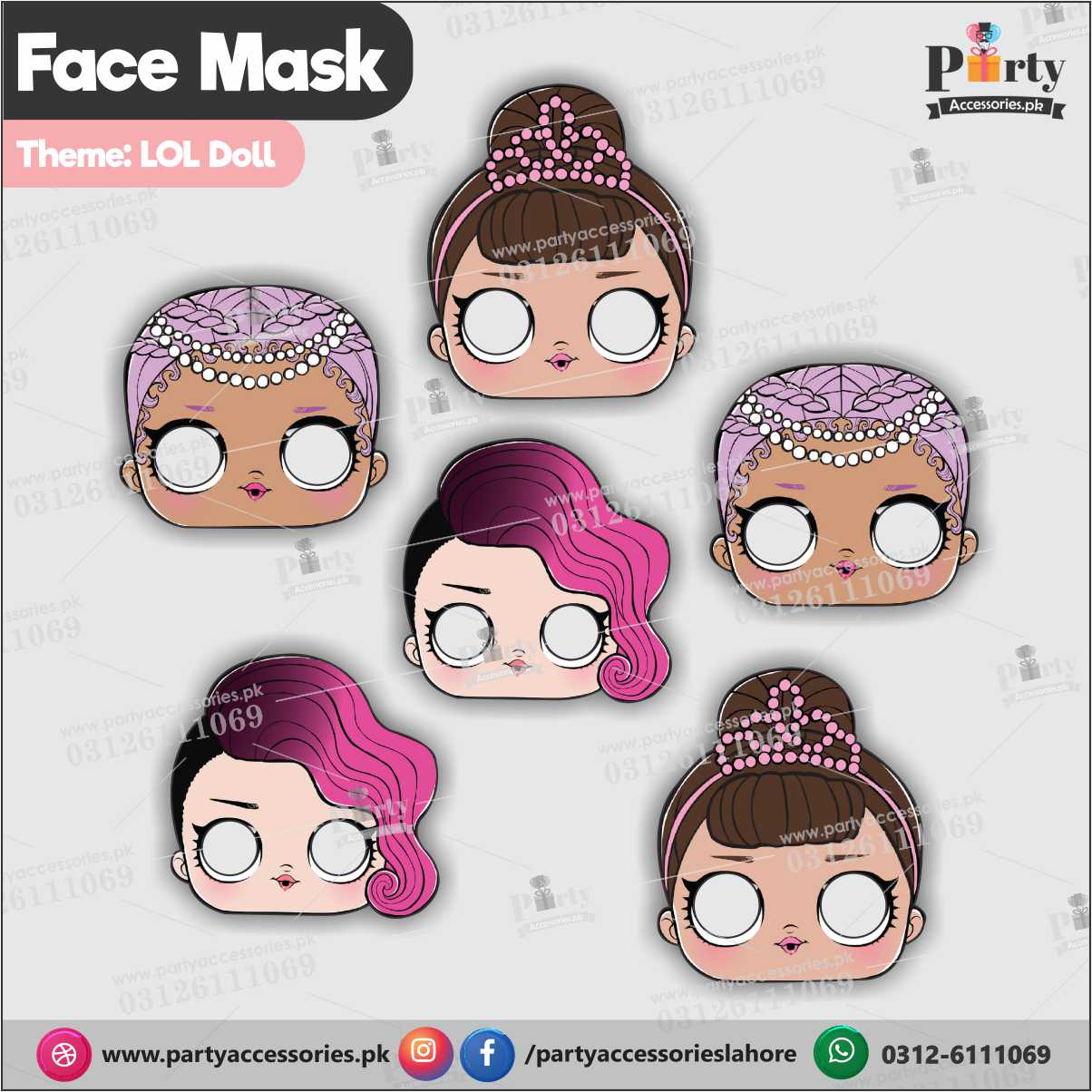 LOL Doll theme Birthday face masks – PartyAccessories.pk