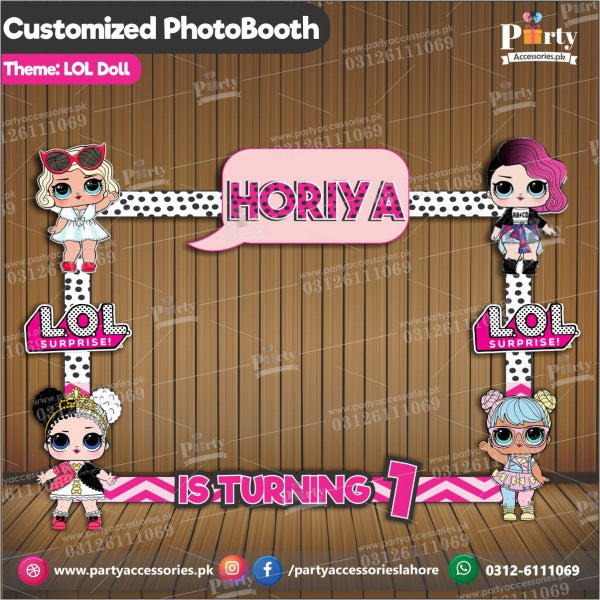 Customized Photo Booth / selfie frame in LOL doll theme birthday party ...