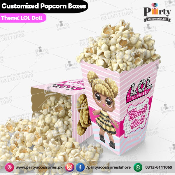 Customized Popcorn boxes for LOL doll themed birthday party ...