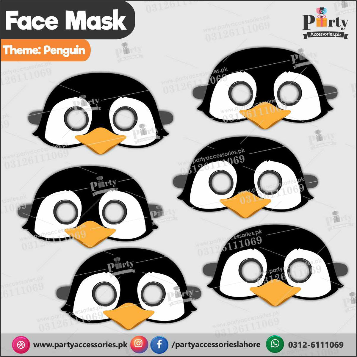 Penguin theme face masks for Birthday parties. – PartyAccessories.pk