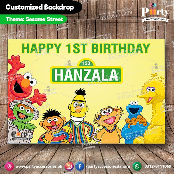 Sesame Street Birthday Backdrop ELMO SESAME STREET PARTY BACKDROP