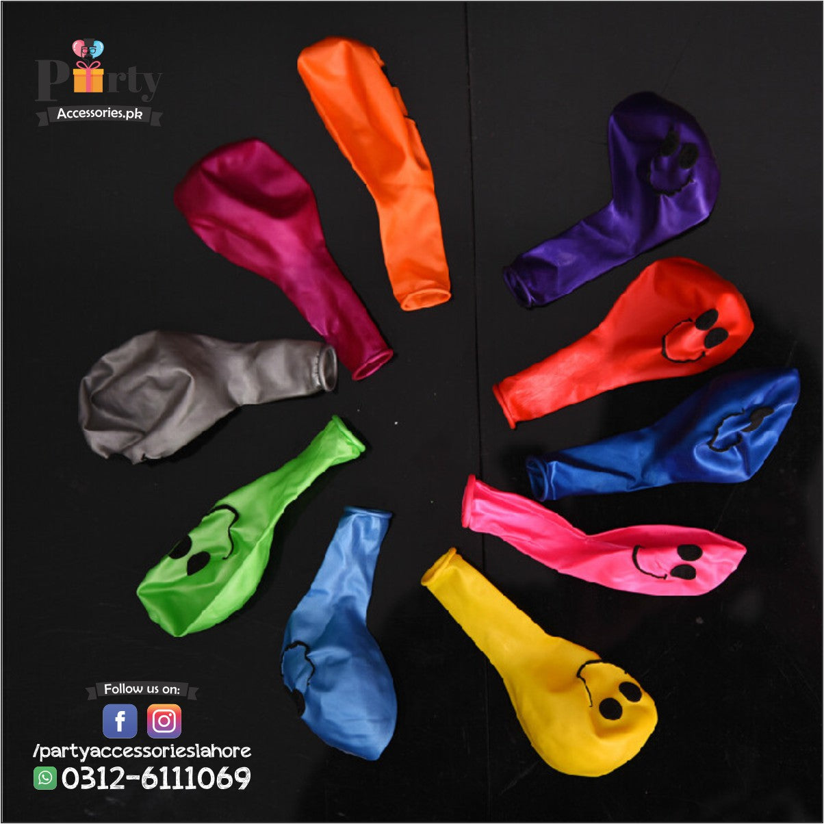 Happy face Smiley Printed Latex Balloons Multi Colors Pack | Smile bal ...