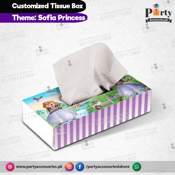 Customized Tissue Box in Sofia the first theme birthday table Decor ...